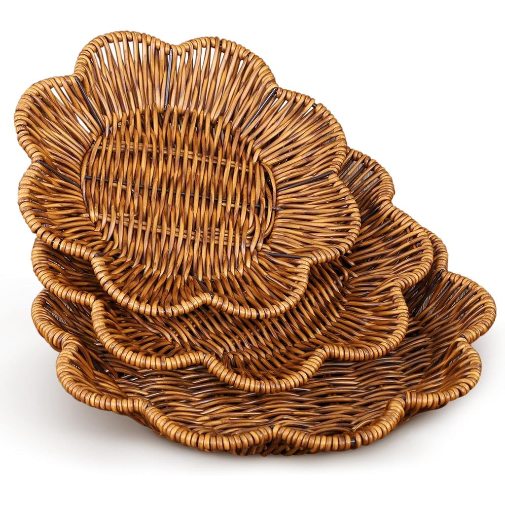 3 Pcs Poly Wicker Basket, Prune-Shaped Bread Baskets Sets, Vintage ...