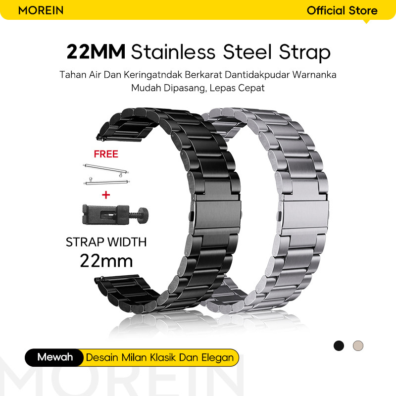 Morein Smart Watch Strap 22mm Stainless Steel Smartwatch Strap Band ...