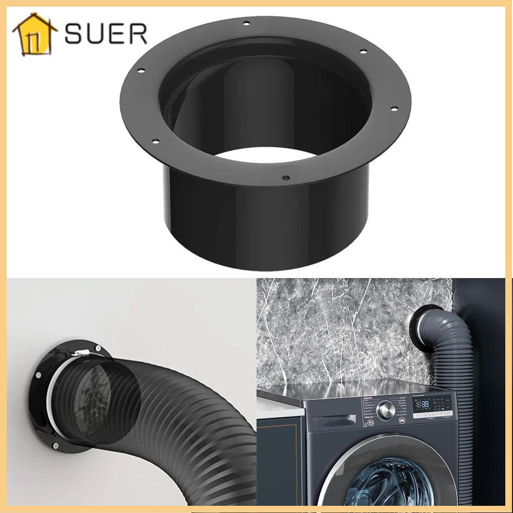 SUER Ventilation Pipe Joint, Round Black Wall Flange Connector, Fan ...