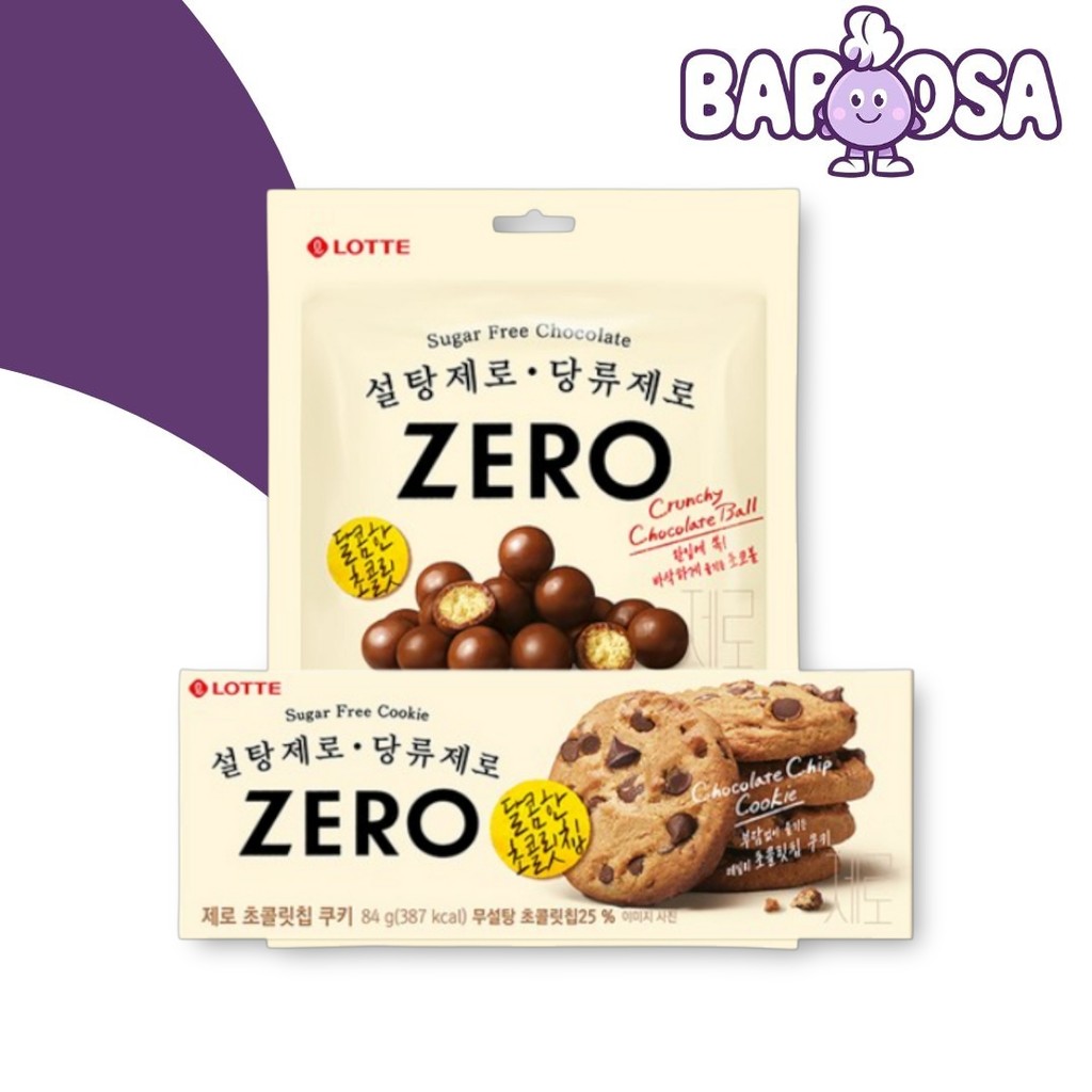 Lotte Zero Sugar Chocolate Chip Cookie 84g/Crunch chocolate ball 140g ...