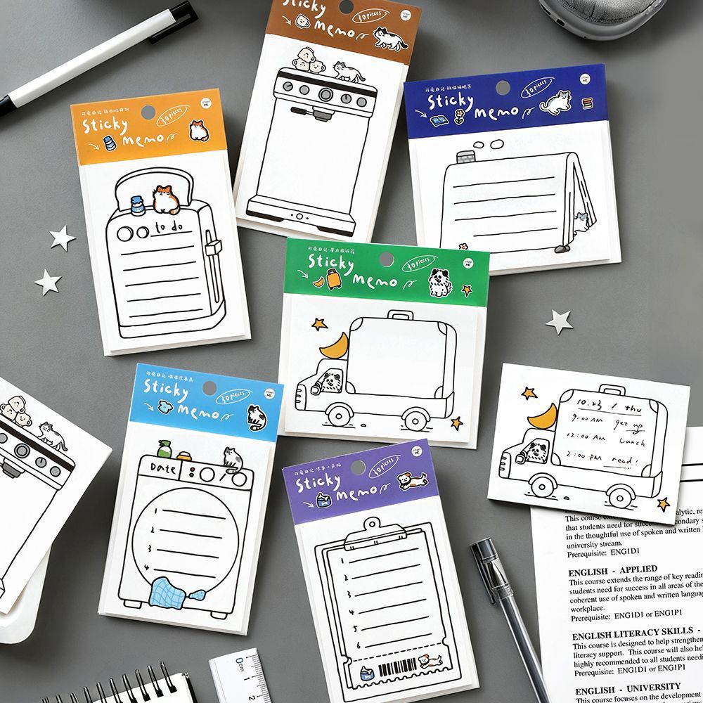 Cdaily|30 Sheets Cute Diary Sticky Notes Tearable Creative Handbook ...