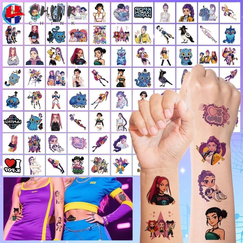 CHINK K-pop Demon Hunters Tattoo, Waterproof Cartoon Disposable Tattoo ...