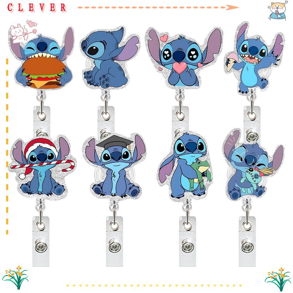 CLEVERHD Stitch Badge Reels, Anime Kawaii Name Tag Holder, Cartoon ID ...