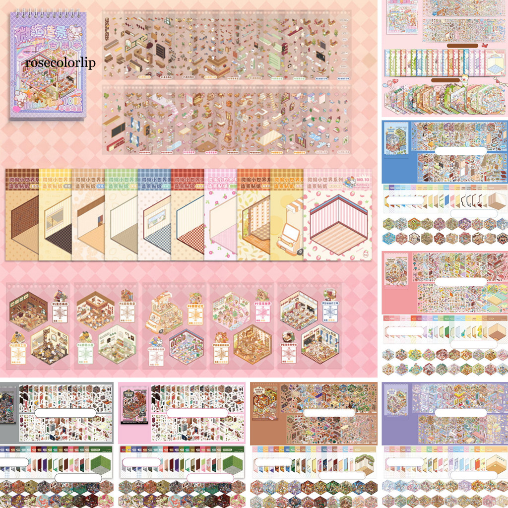 RR 3d Scene Stickers Scene Design Kit Kawaii 3d Scene Sticker Book Set ...