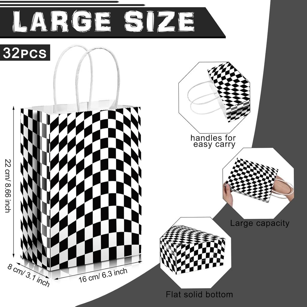 Epakh 16 Pcs Checkered Racing Treat Bags Race Car Party Favors with ...