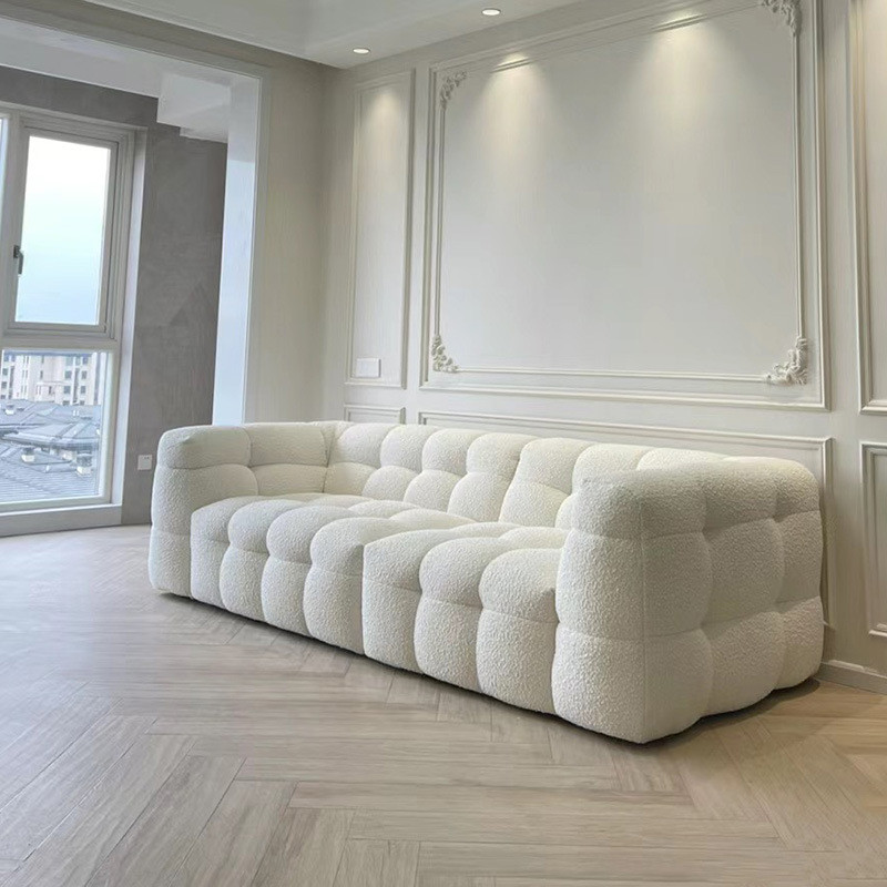 Silent Cream Style Living Room Trio Fabric Sofa ins Style Marshmallow ...