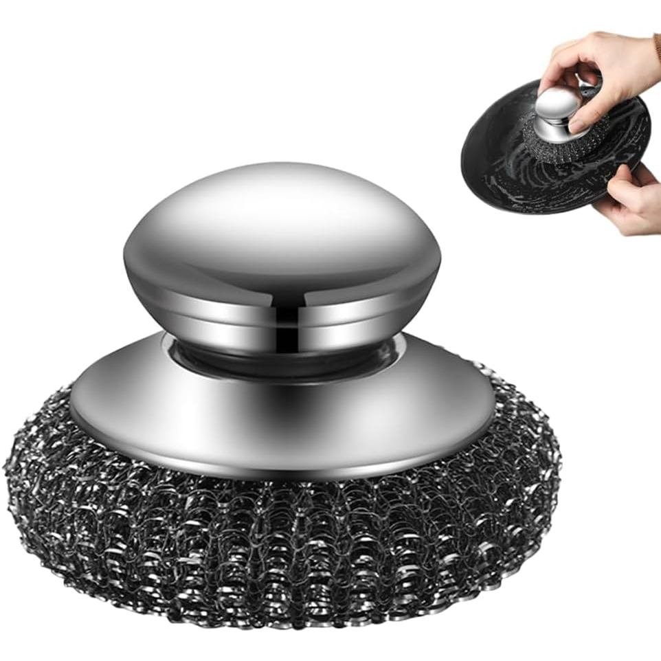 Steel Wool Scrubber with Handle, Upgrade Heavy Duty Stainless Steel ...