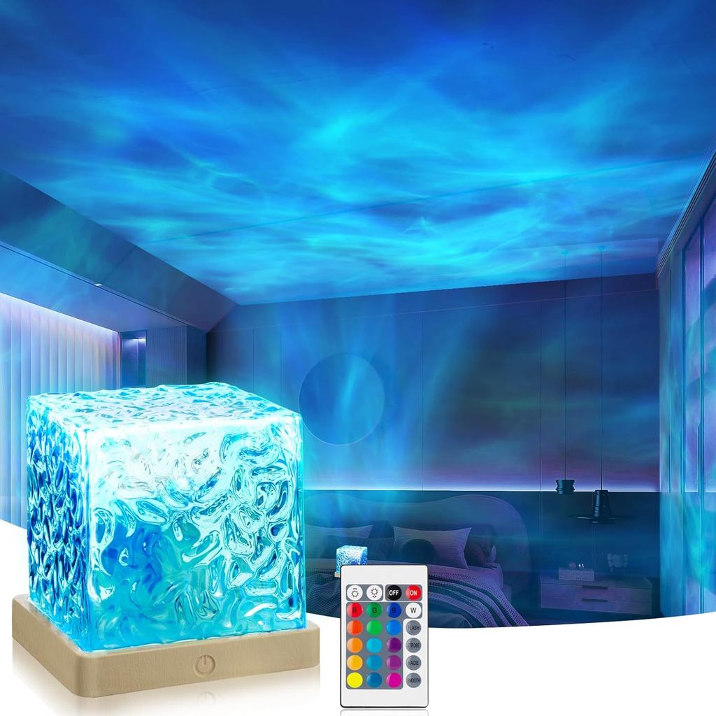 VoMii Ocean Wave Projector Light,16 Colors Luminorthe Cube Lamp with ...