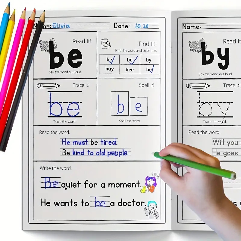 Words & Sentences Practice Workbook Set for Kids Ages 4–8: Sight Words ...