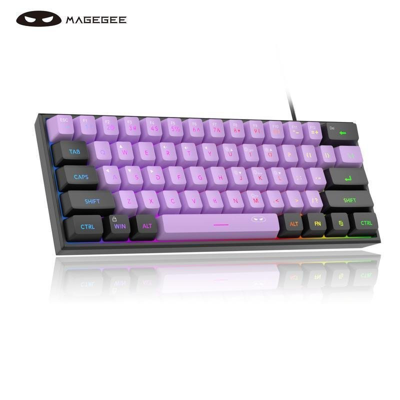 MageGee Mini 60% Membrane Gaming Keyboard, RGB Backlit 61 Key Ultra ...