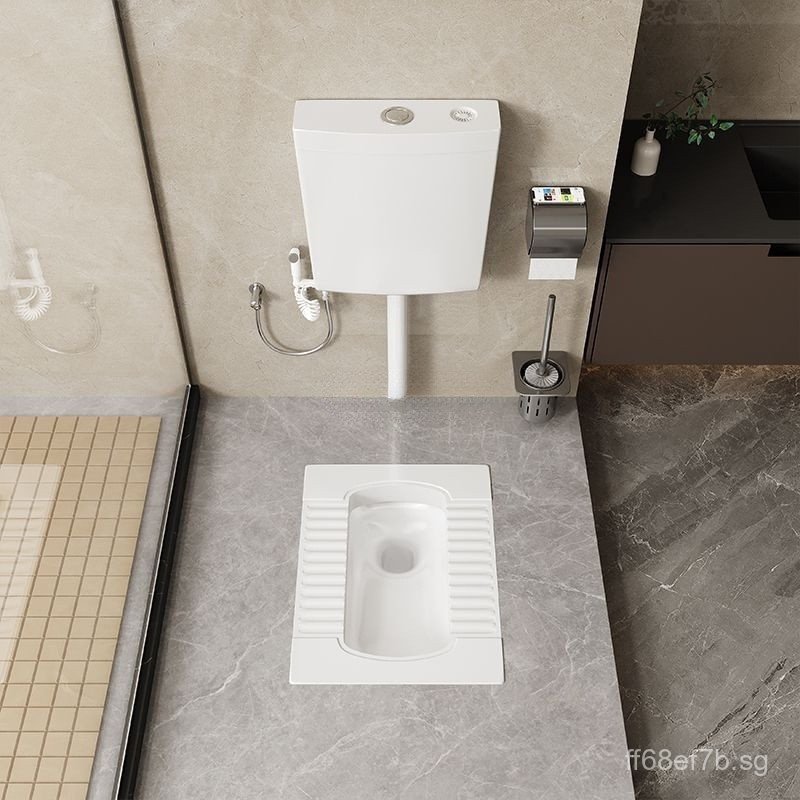 Home Ceramic Squat Toilet with Flush Tank Set Bathroom Large Toilet ...