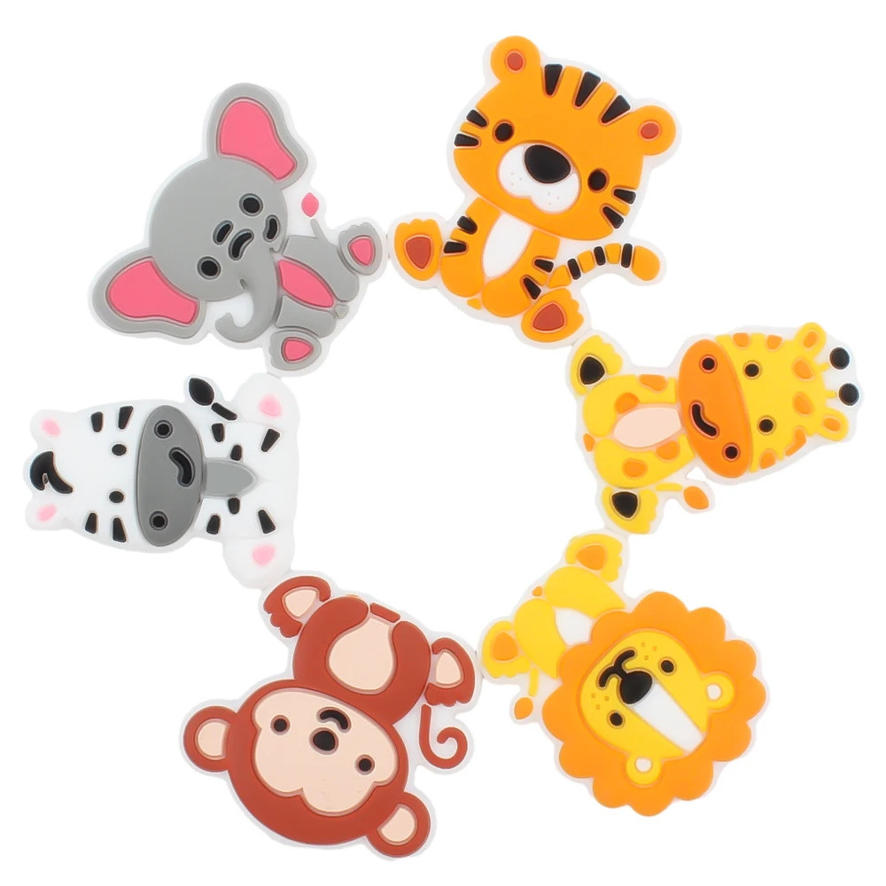 Trending Now Silicone Beads Monkey Lion Elephant Tiger Animal Focal ...
