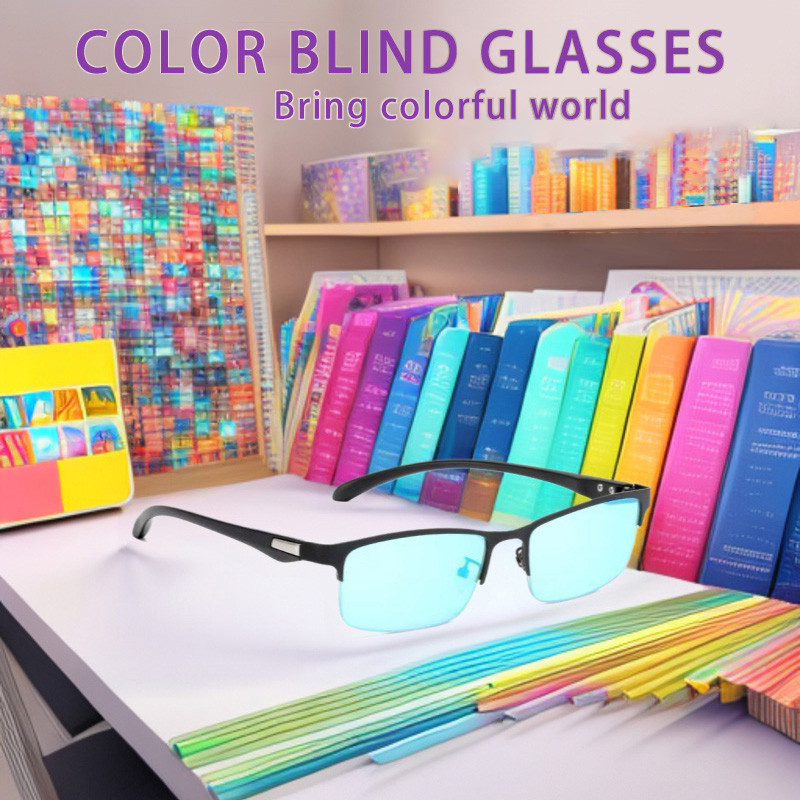 Faddish Color Blind Glasses Frame Rectangle Frame Trendy Color Blind ...