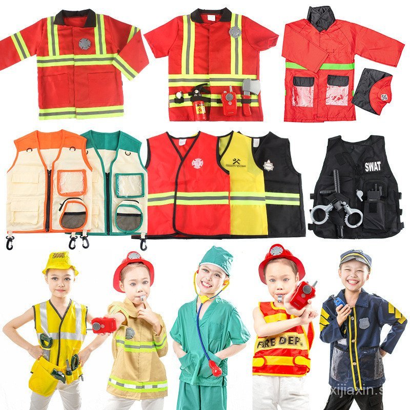Children's Firefighter Costume Role Play Toy for Children's Day cosplay ...