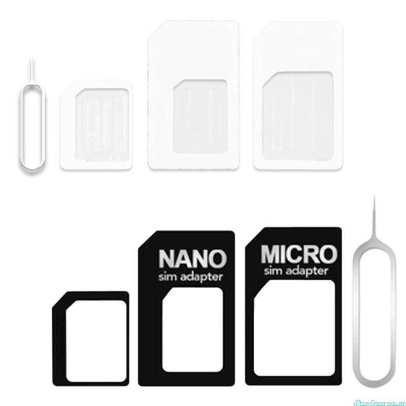 dingdongaa 4 in 1 Convert for Nano SIM Card to Micro Standard Adapter ...