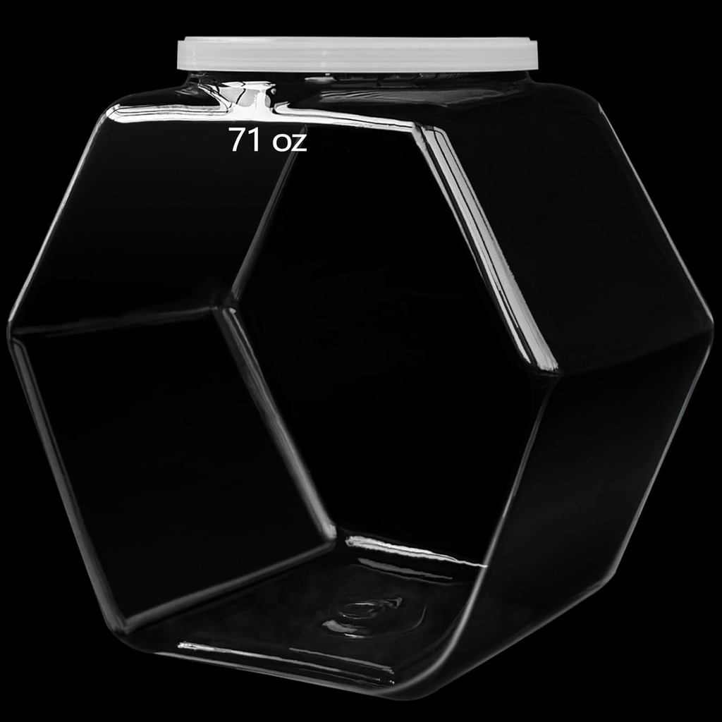 Plastic Candy Jar,Hexagon Cookie Jars for Kitchen,Clear Hexagonal ...