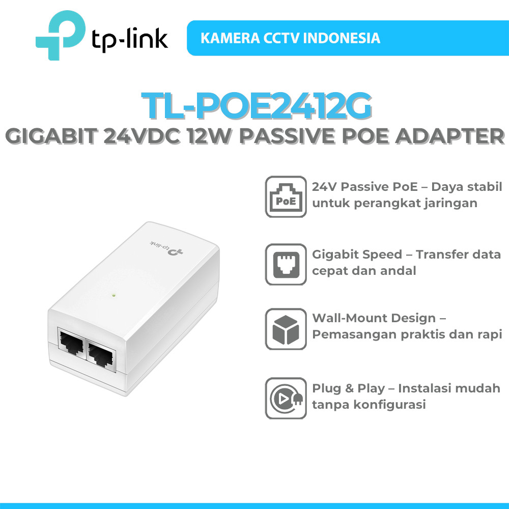 TP-LINK TL-POE2412G GIGABIT 24VDC 12W PASSIVE POE ADAPTER | Shopee ...