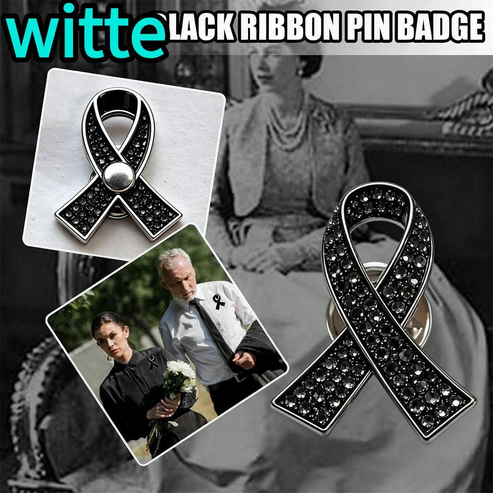 WITTE Black Ribbon Brooch Pin, Funeral Black Memorial Black Badge ...