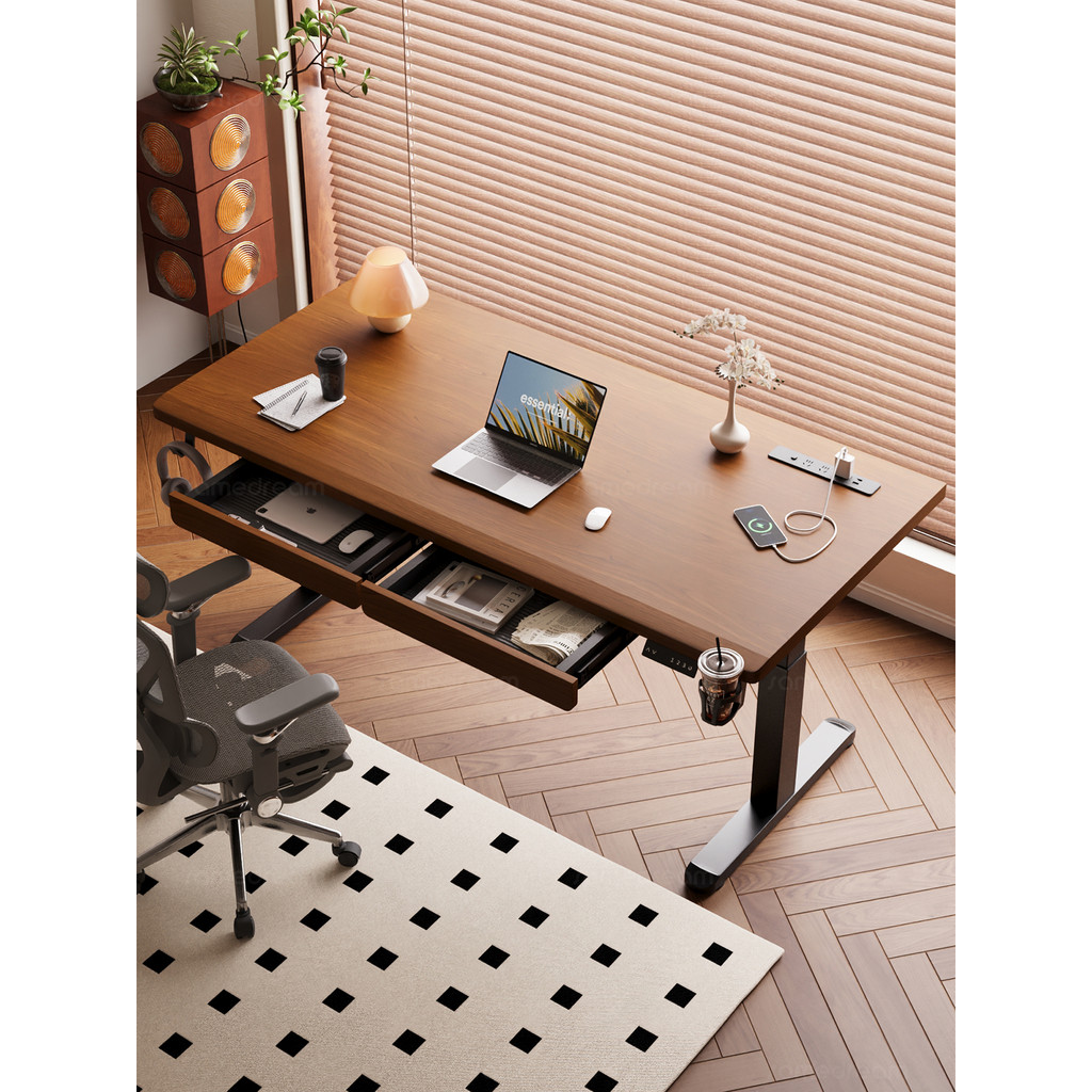Sanmeng Solid Wood Computer Desk Electric Height Adjustable Desk ...