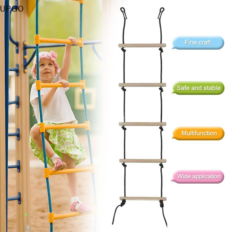 [UP] Rope Ladder 5.6ft 5 Steps 220lbs Bearing Wooden Kids Climbing Rope ...