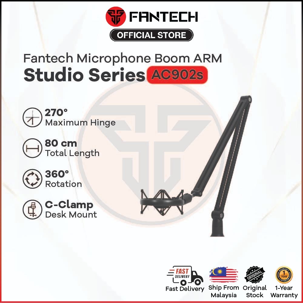 Fantech AC902s Microphone Stand Boom Arm Studio Series 360 Rotation 270 ...