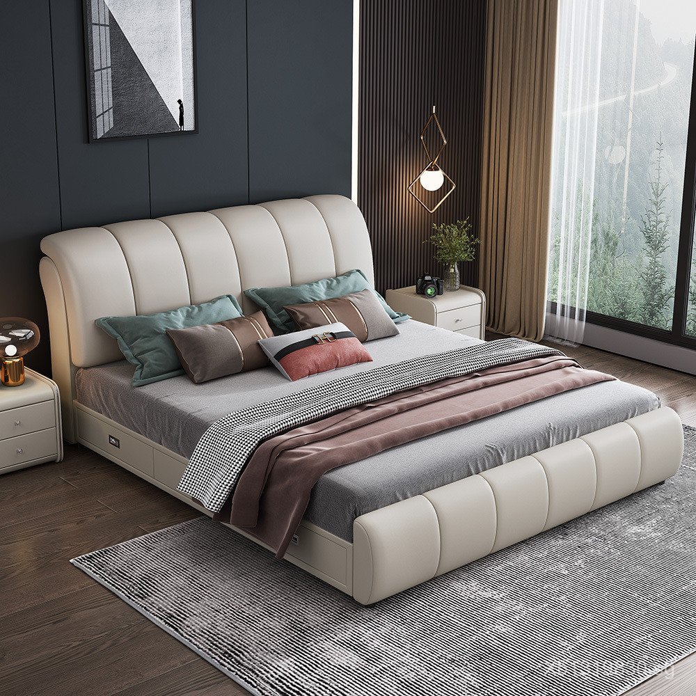 Durable Mi Technology Fabric Large Bed Modern Simple1.8Upholstered Bed ...