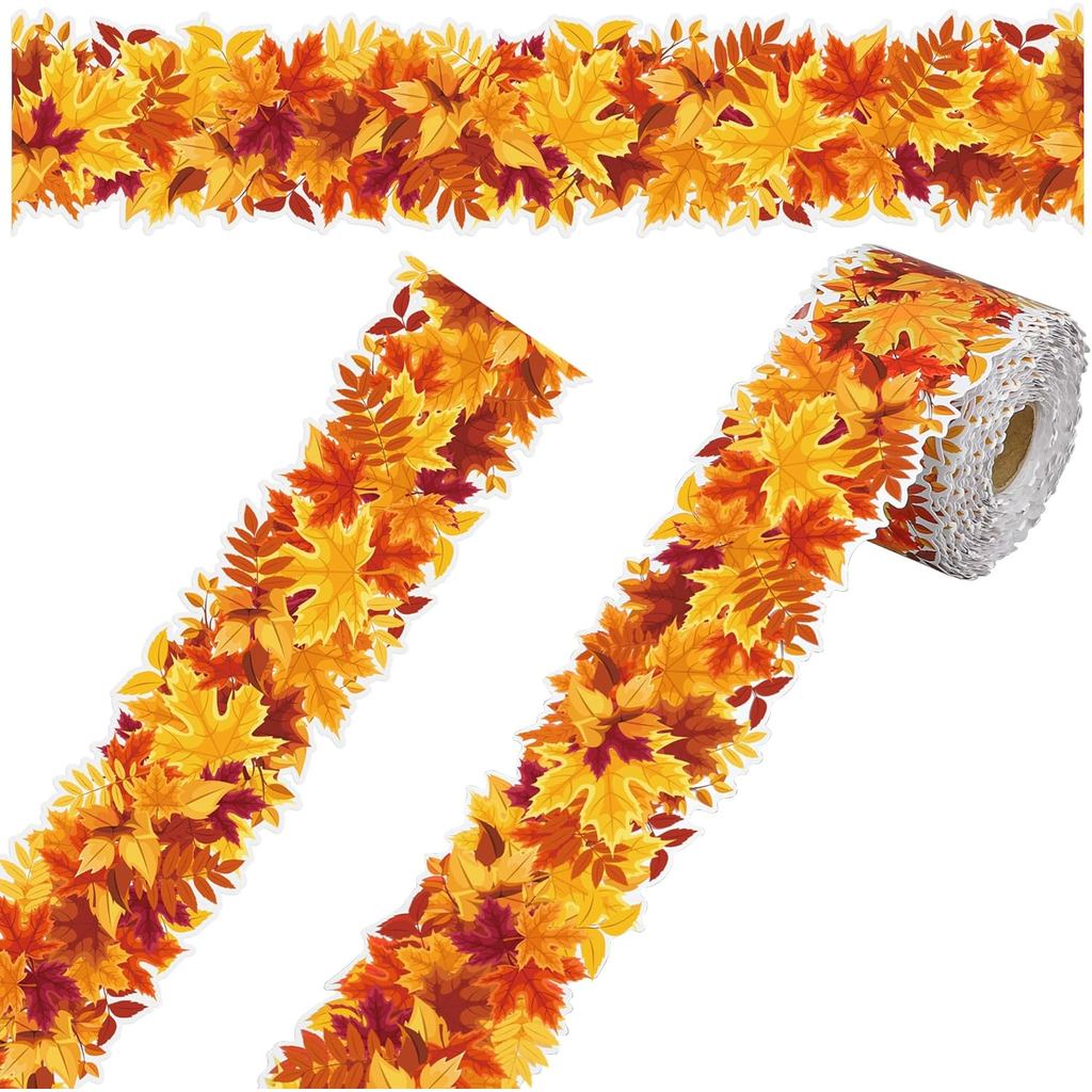 80 Ft Fall Leaves Bulletin Board Borders Maple Leaves Border Trim ...
