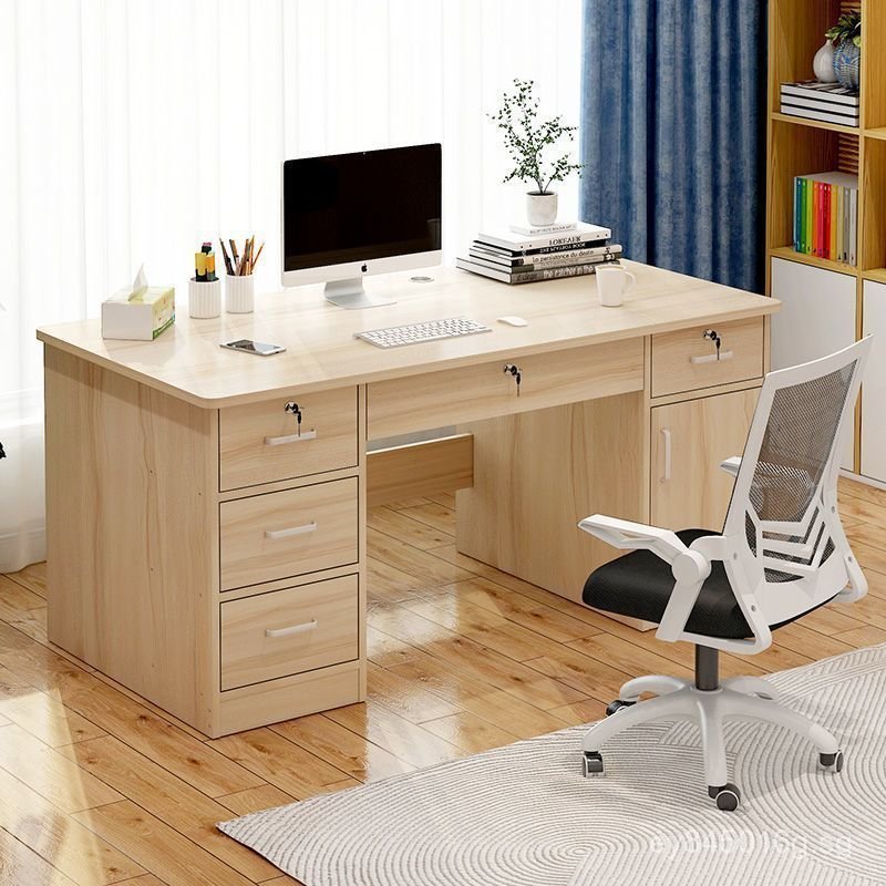 Home Office Desk with Drawer and Lock, Combination Computer Desk ...