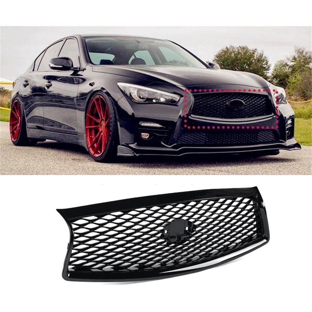 Gloss Black Front Bumper Honeycomb Mesh Hood Grille Compatible with ...
