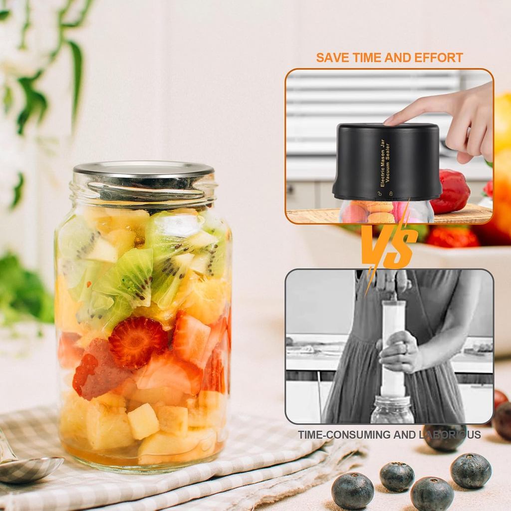 [SG]Mason Jar Vacuum Sealer Electric Wide Mouth Regular Auto Stop ...