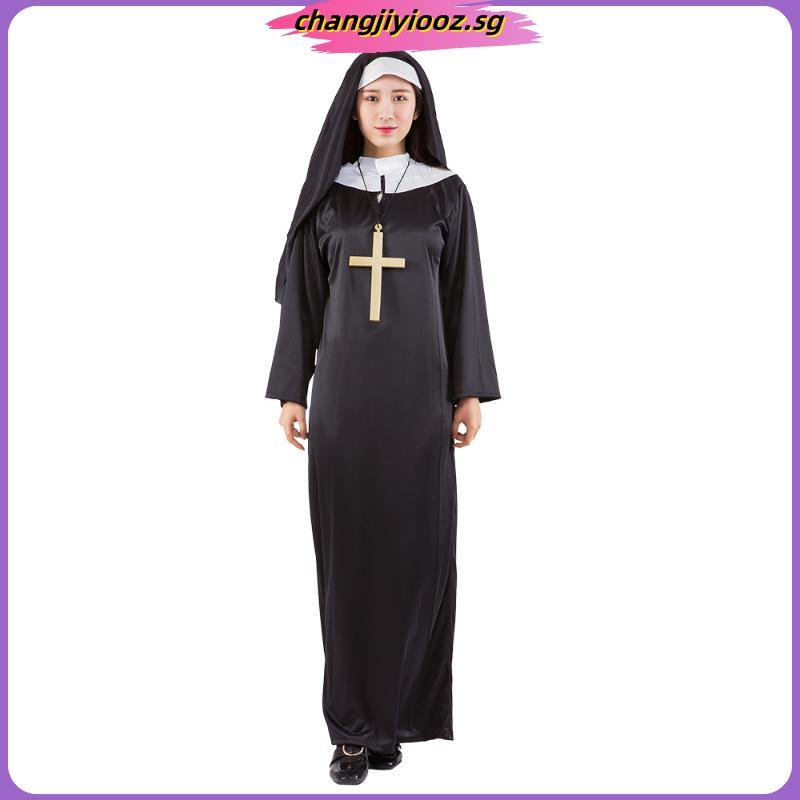 Socute Halloween Father Sister Priest Pastor Cosplay Costume The Nun ...
