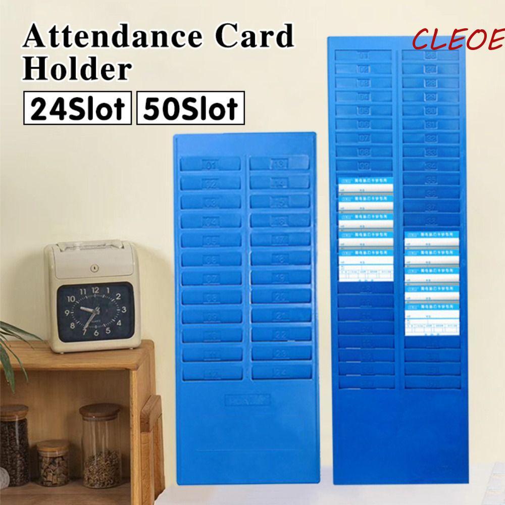 CLEOES Time Card Holder, Double Row 24/50 Slots Attendance Card Rack ...
