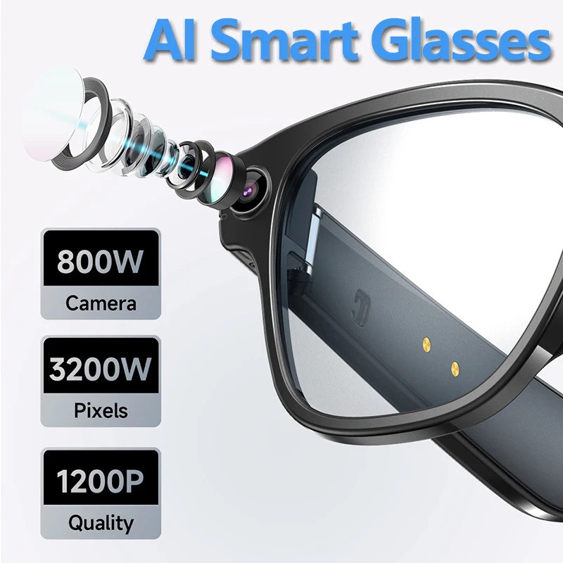 New 1200p Hd Ai Smart Glasses 800w Camera Bluetooth Recording Glasses ...