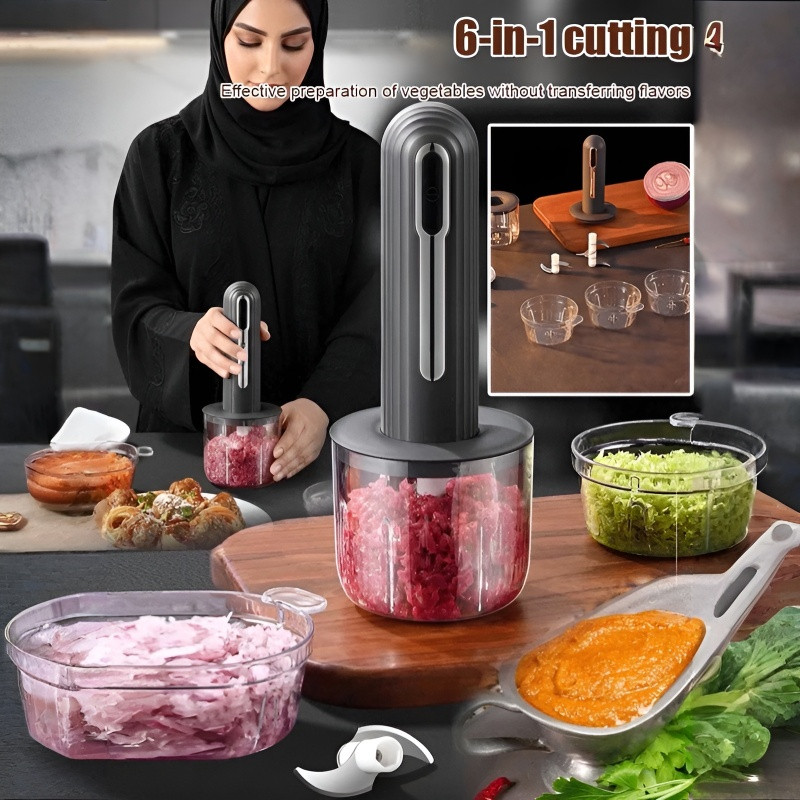 【4 Bowls 2 Blades 6s Quick Chop】Mini Food Chopper/Vegetable Cutter ...