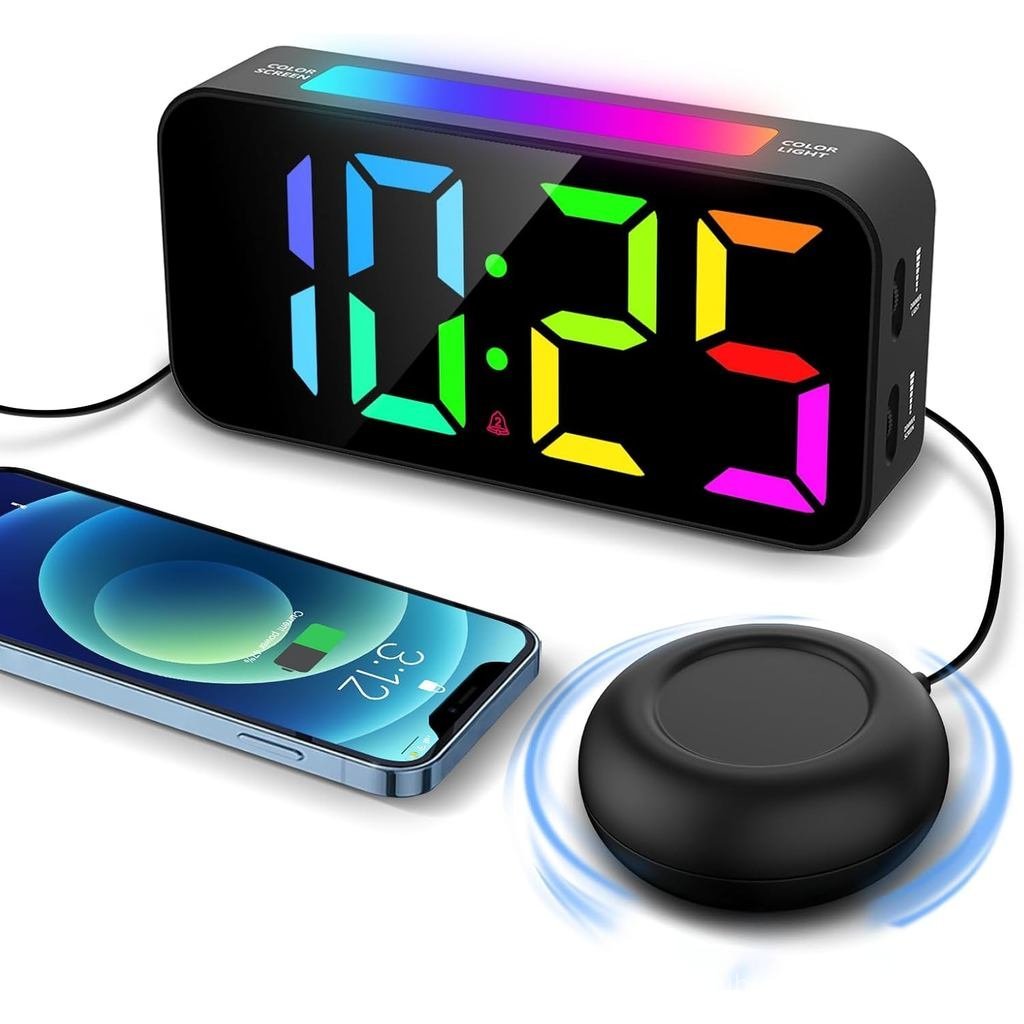 Alarm Clocks Heavy Sleepers, Vibrating Alarm Clock with Bed Shaker ...