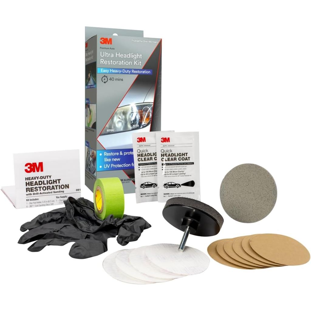 3M Ultra Headlight Restoration Kit, Contains Masking Tape, Light ...