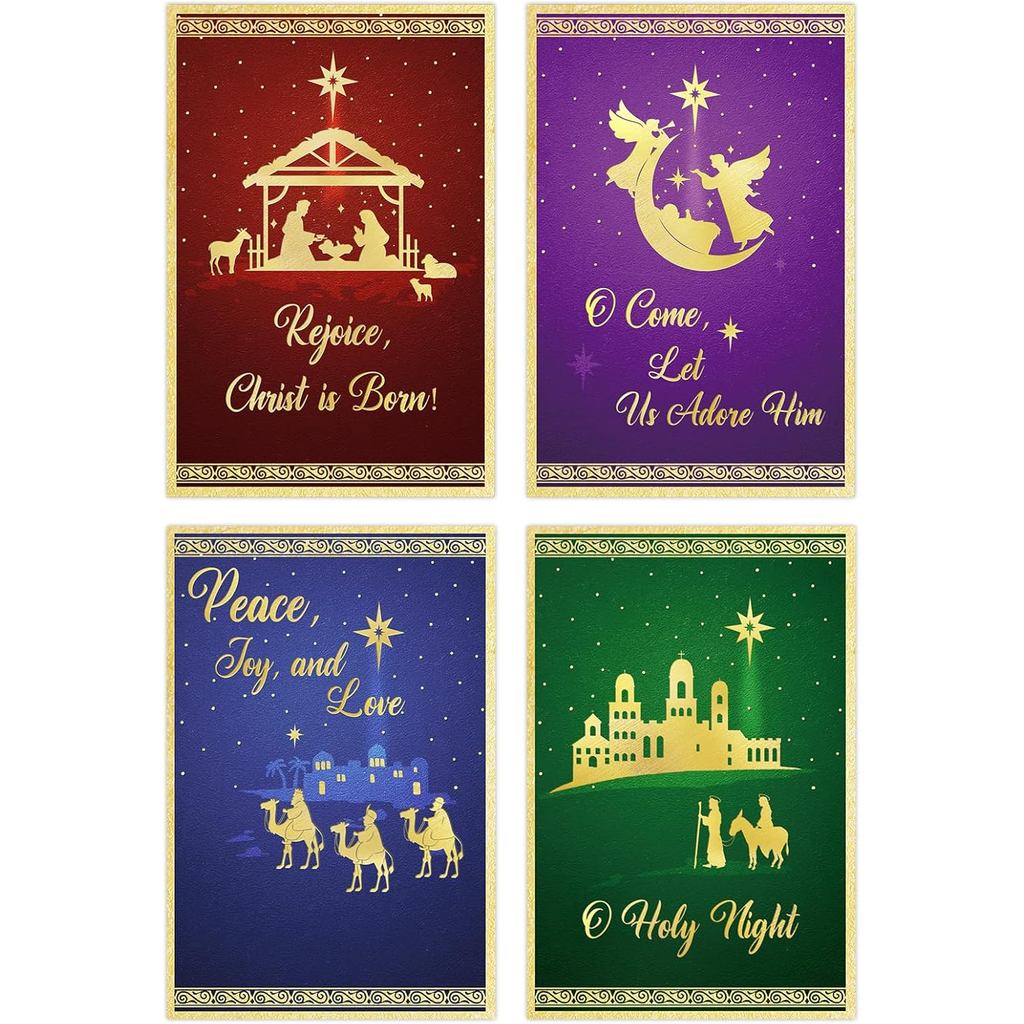 Christmas Cards Boxed with Envelopes - 24 Pack Assorted Religious ...