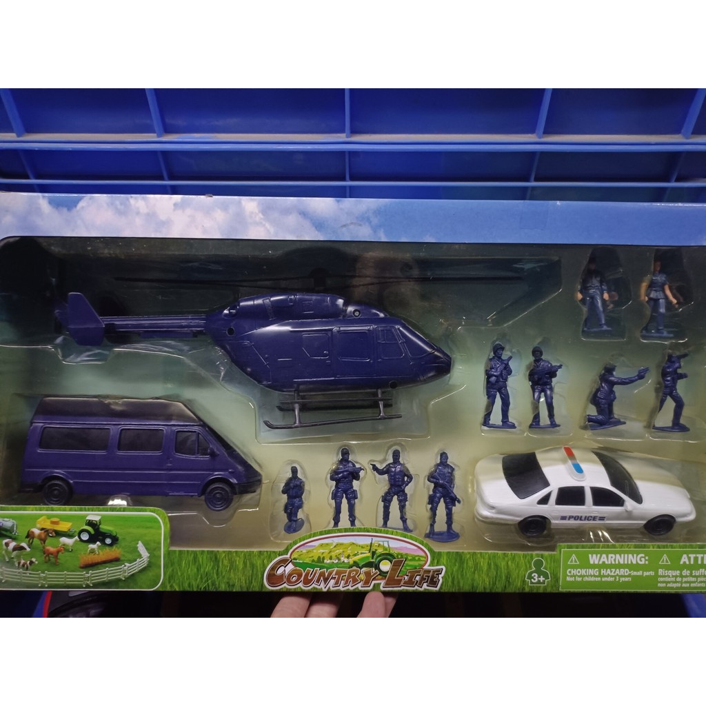 Soldier Doll Police Car Helicopter Van Plastic Model Toy Set Partial ...