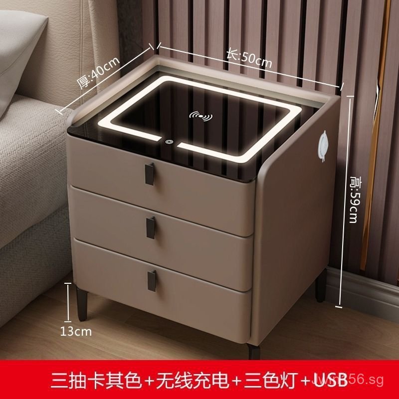 Wireless Charging Bedside Table Three-Layer with Light Home Luxury ...