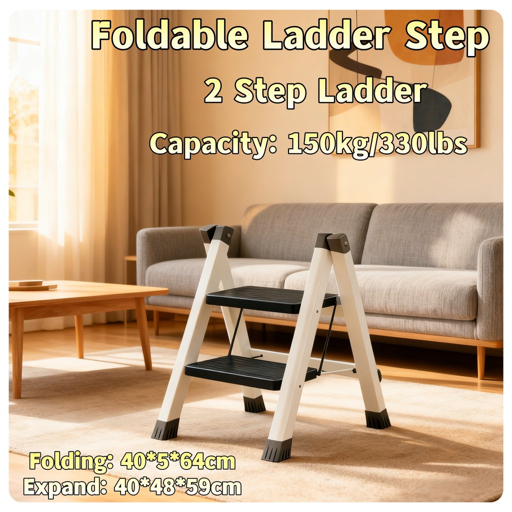 Foldable Ladder Step 2 Step Ladder 150kg Bearing Capacity Step Stool ...