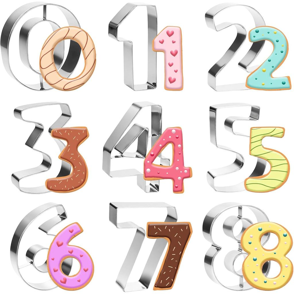 9 PCS Number Cookie Cutters Set, 3 Inches 0-8(6 Reverses to 9 ...