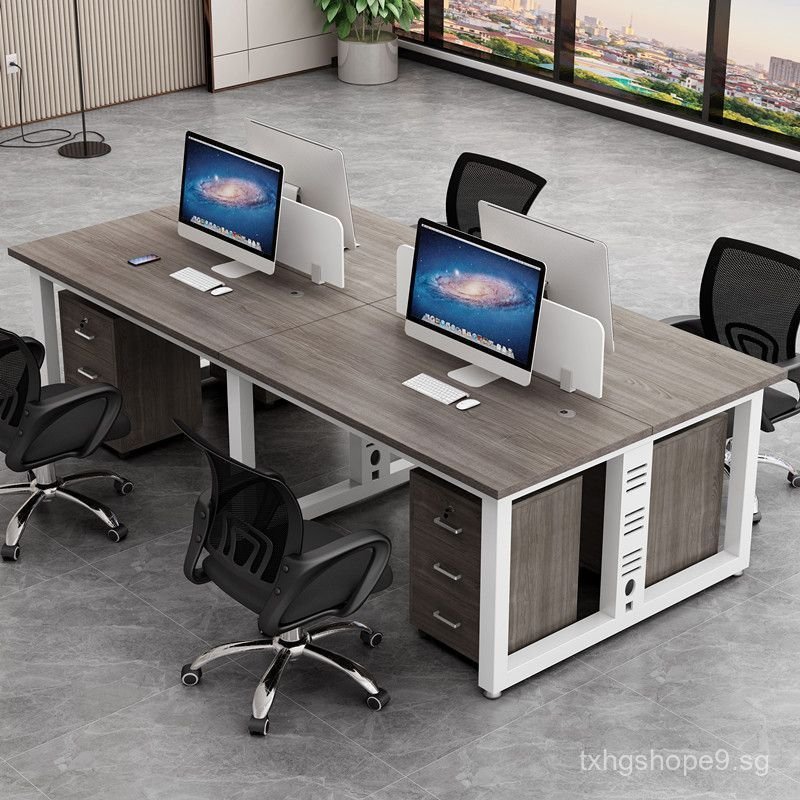 Simple Employee Desk Workstation Computer Desk and Chair Set2/4/6Person ...