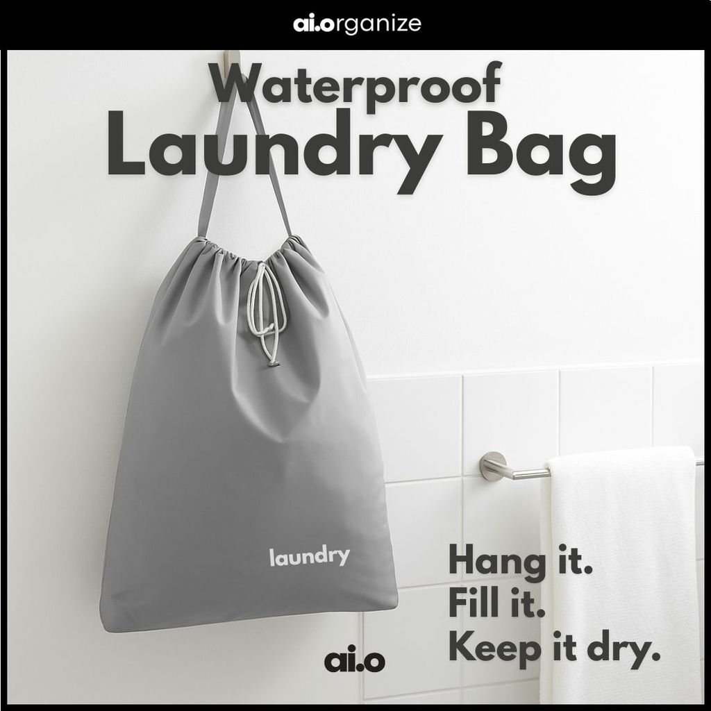 AIO Waterproof Laundry Bag Drawstring Aesthetic Jumbo Hanging Dirty ...