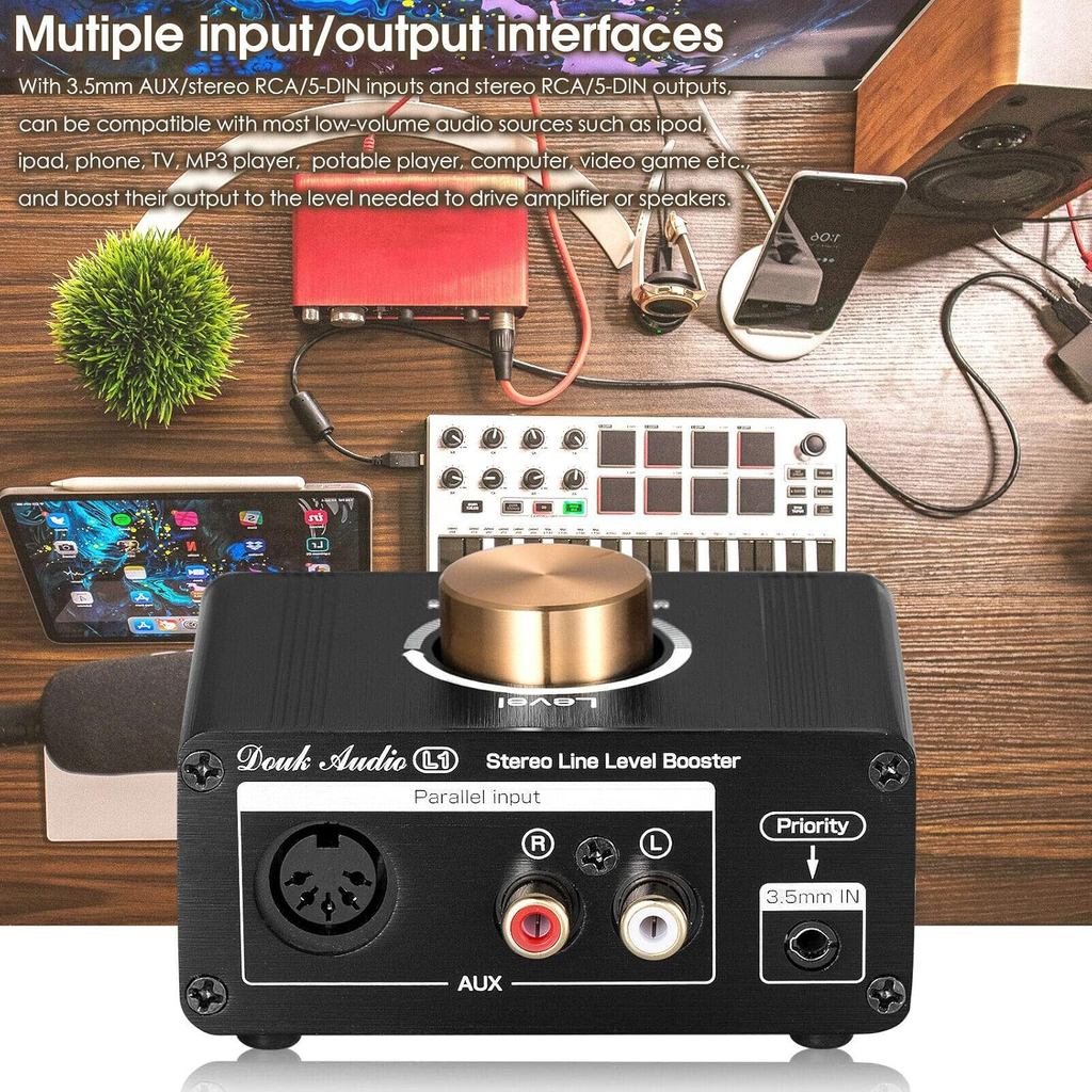 Douk Audio L1 Mini Stereo Line Level Booster Amplifier Audio Preamp ...