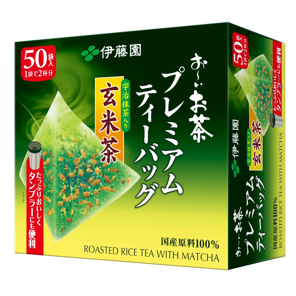 Itoen Oi Ocha Premium Tea Bags, Uji Brown Rice Tea with Matcha, 2.3g x ...