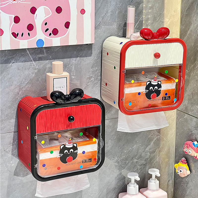 Ins Style Perforated Toilet Wall-Mounted Paper Box Household Toilet ...