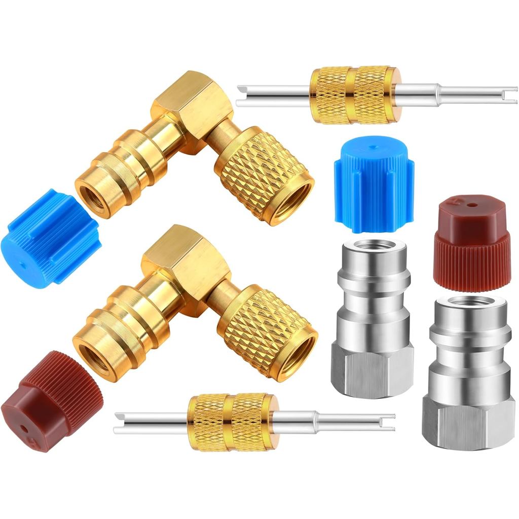 R12 to R134A AC Fitting Conversion Adapter Kit, Quick Coupler Valve A/C ...