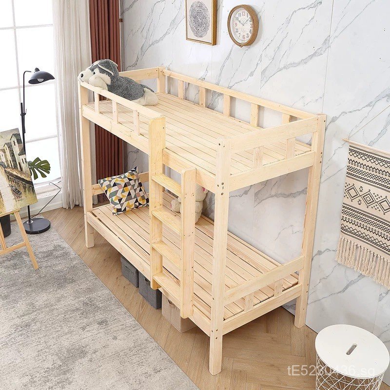 Bunk Bed Thickened Two-Layer Bed Adult Wooden Bed Dormitory Bed High ...