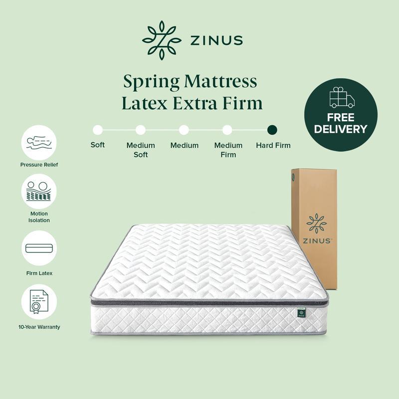 Spring Mattress Zinus Pocket Hybrid Latex Extra Firm 25cm mattress ...