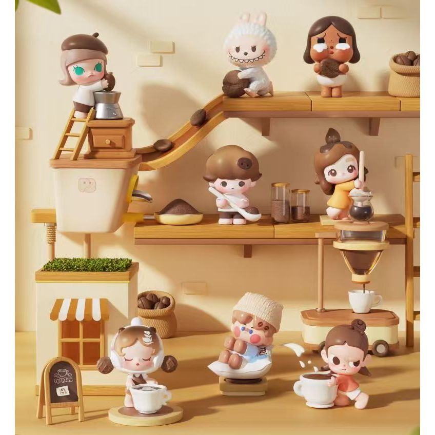 P POPMART POPMART POPMART Coffee Factory Series Dolls Whole Box 21 Pcs ...